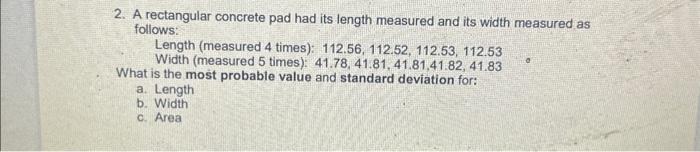 Solved Distances A to B (measured 4 times): | Chegg.com