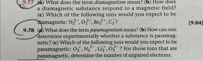Solved (a) What does the term diamagnetism mean? (b) How | Chegg.com
