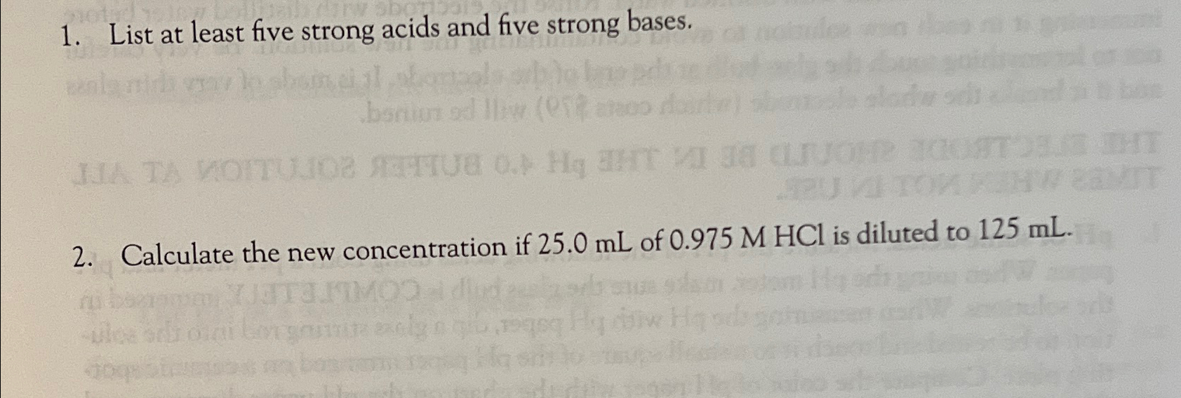 Solved List at least five strong acids and five strong | Chegg.com