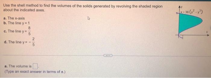 Solved Use the shell method to find the volumes of the | Chegg.com