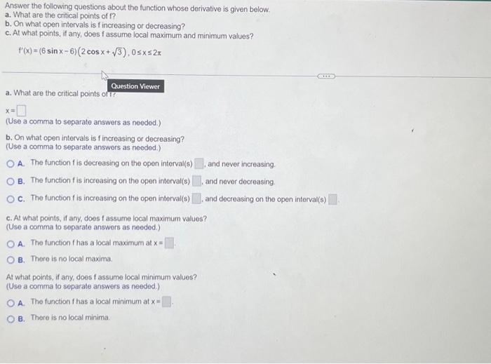 Solved Answer the following questions about the function | Chegg.com