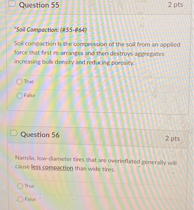 Solved Question 55 *Soil Compaction: (#55-#64) Soil | Chegg.com
