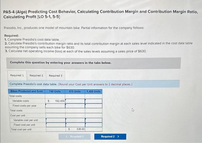 Solved PA5.4 (Algo) Predicting Cost Behavior, Calculating | Chegg.com