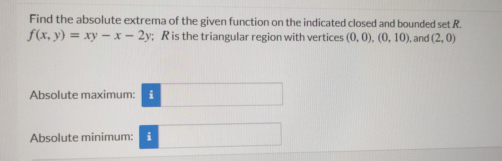 Solved Find the absolute extrema of the given function on | Chegg.com