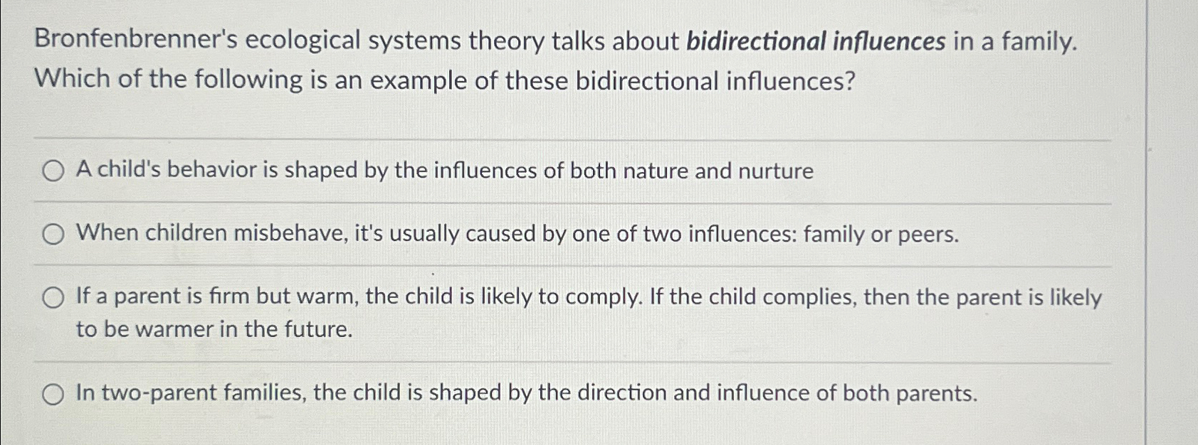 Solved Bronfenbrenner's ecological systems theory talks | Chegg.com