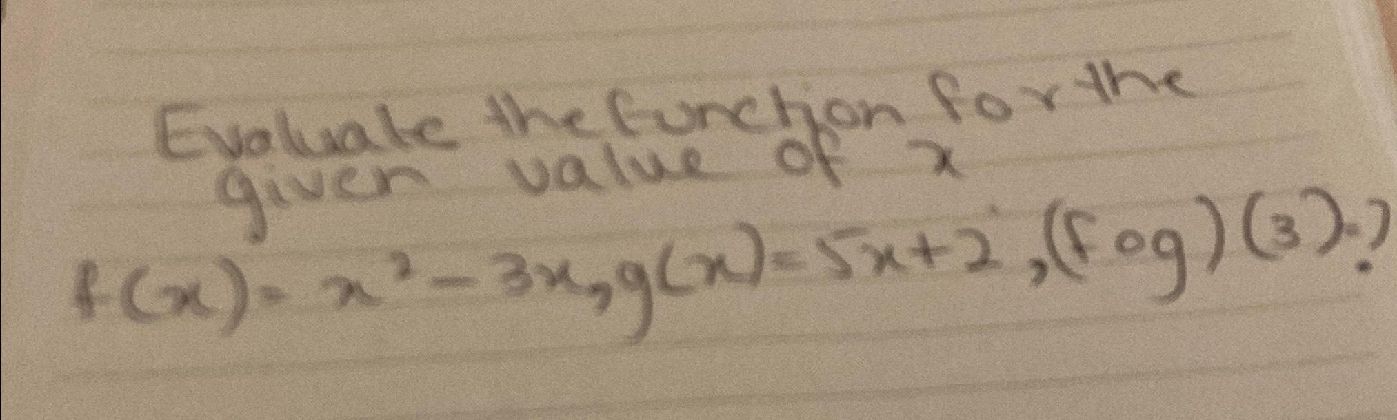 Solved Evaluate the function for the given value of | Chegg.com