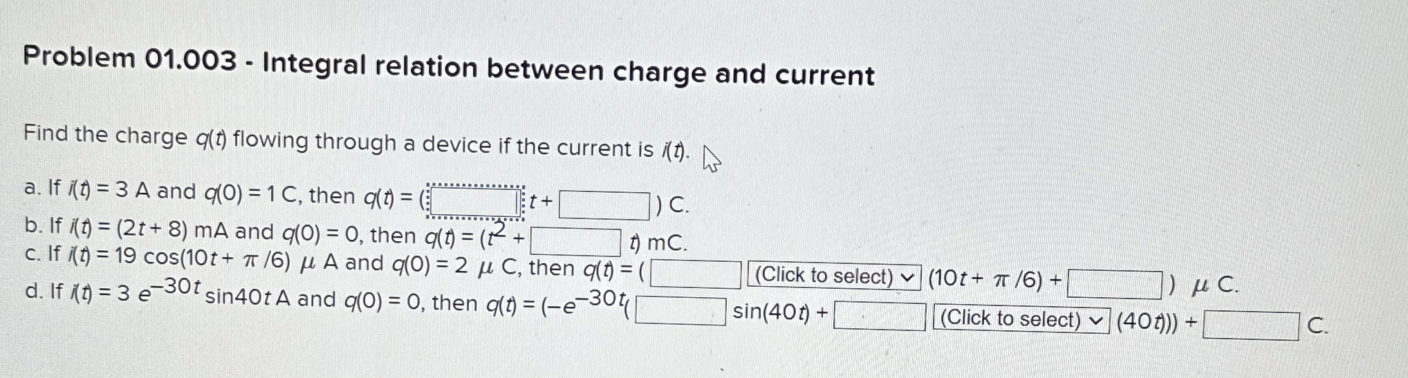 Solved Problem 01.003 - ﻿Integral relation between charge | Chegg.com