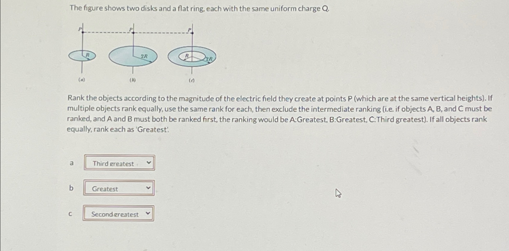 Solved The figure shows two disks and a flat ring, each with | Chegg.com