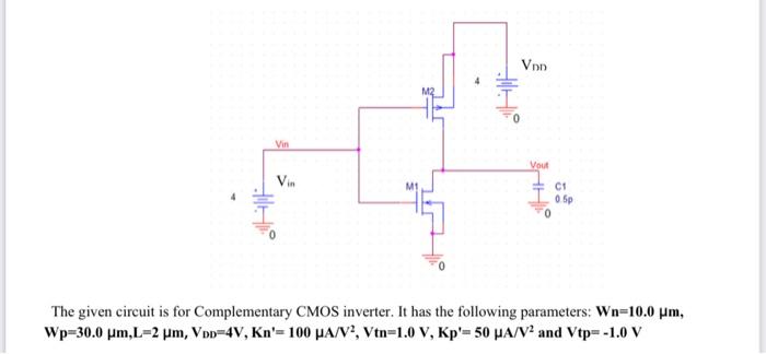 Solved The given circuit is for Complementary CMOS inverter. | Chegg.com