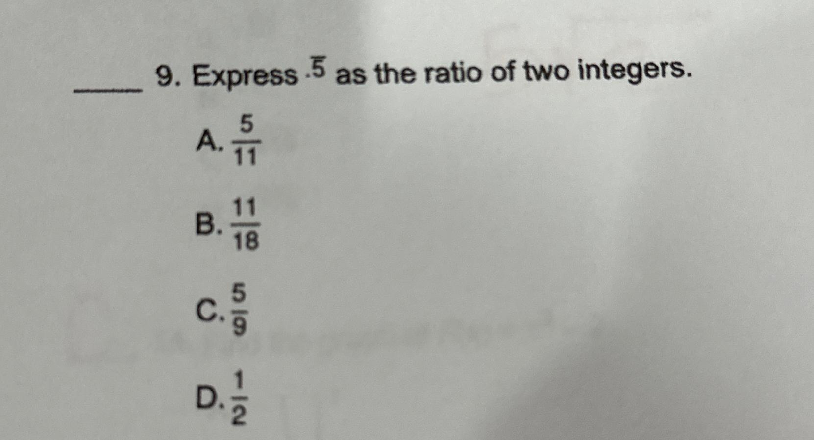 Solved Express.?bar (5) ﻿as the ratio of two | Chegg.com