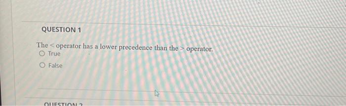 Solved The relative operator returns True if the condition | Chegg.com