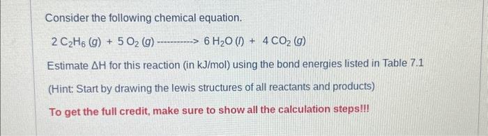 Solved Consider the following chemical equation. | Chegg.com