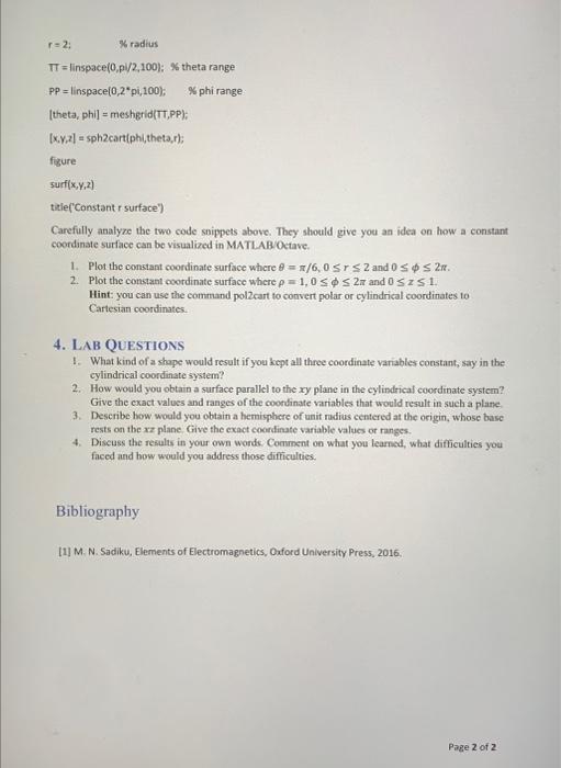 Solved EE 340 - Applied Electromagnetics LAB 2 - VECTOR | Chegg.com