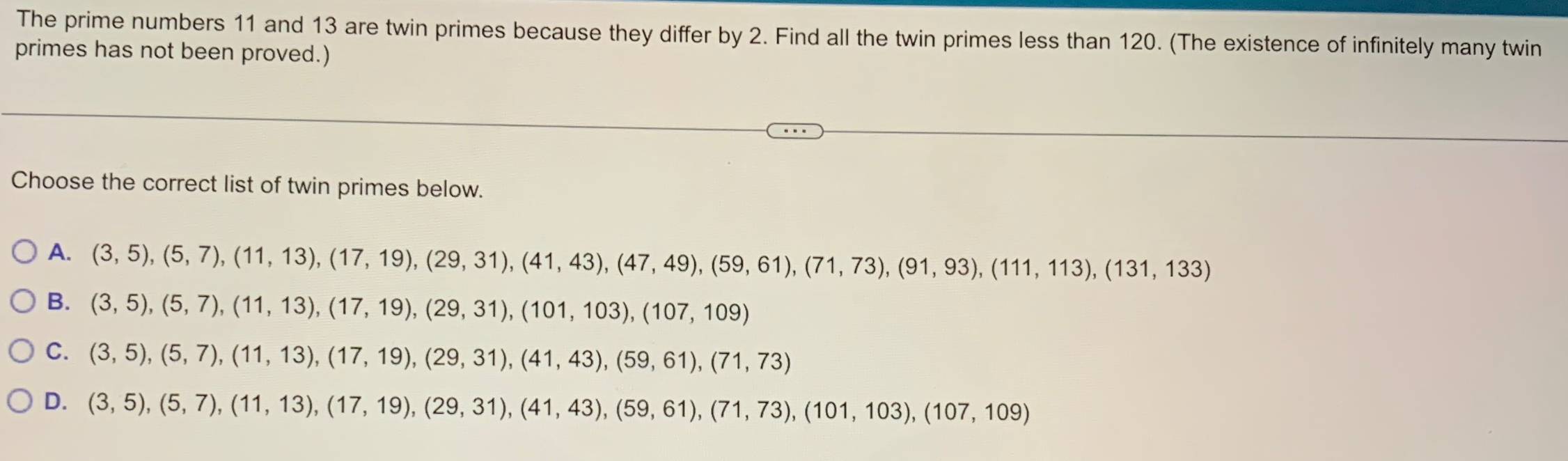 Solved The prime numbers 11 ﻿and 13 ﻿are twin primes because | Chegg.com