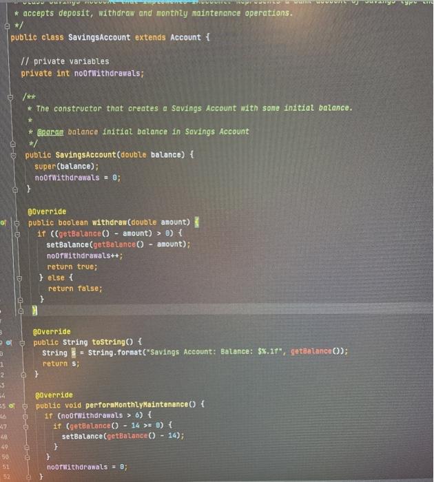 Solved how do i create a method for getBalance() in | Chegg.com