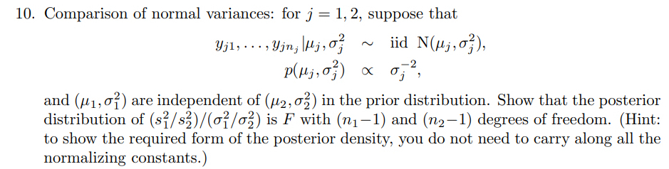 Solved normalizing Comparison of normal variances: for | Chegg.com