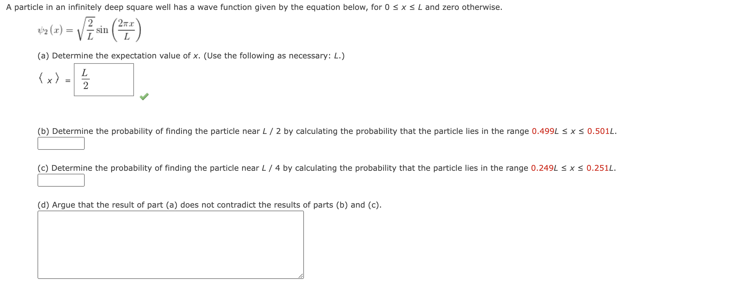 Solved A particle in an infinitely deep square well has a | Chegg.com