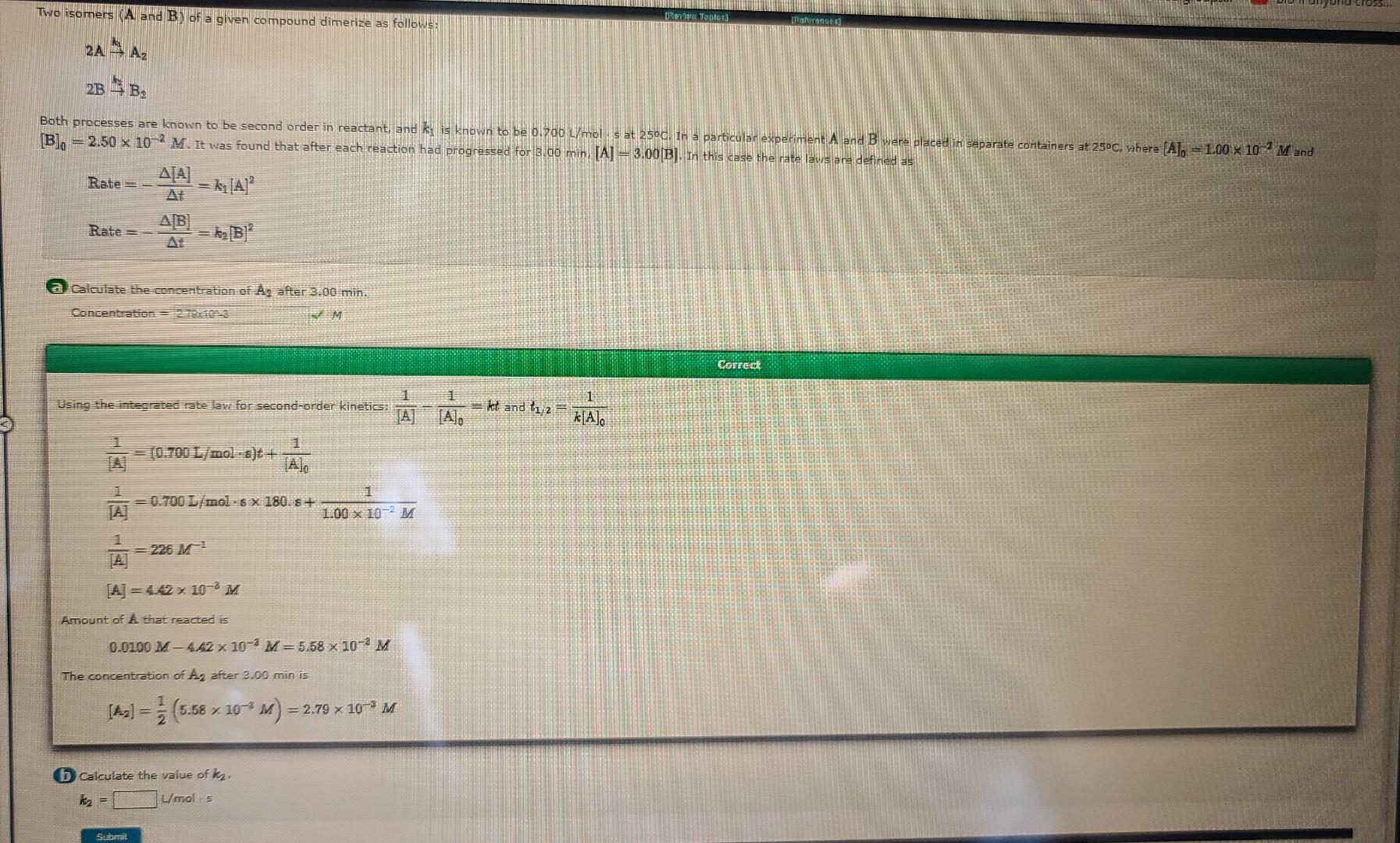 Solved Two isomers (A. and B) of a given compound dimerise | Chegg.com
