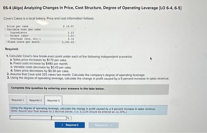 Solved E6-4 (Algo) Analyzing Changes in Price, Cost | Chegg.com
