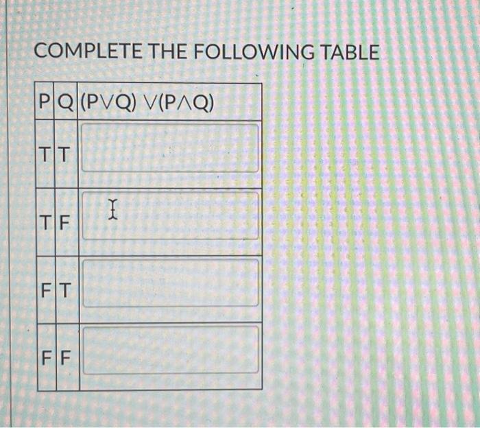 Solved COMPLETE THE FOLLOWING TABLE COMPLETE THE | Chegg.com