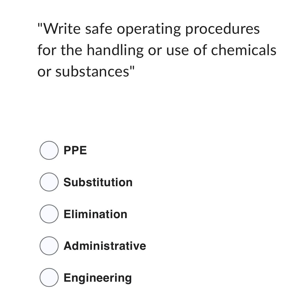 Solved "Write safe operating procedures for the handling or | Chegg.com