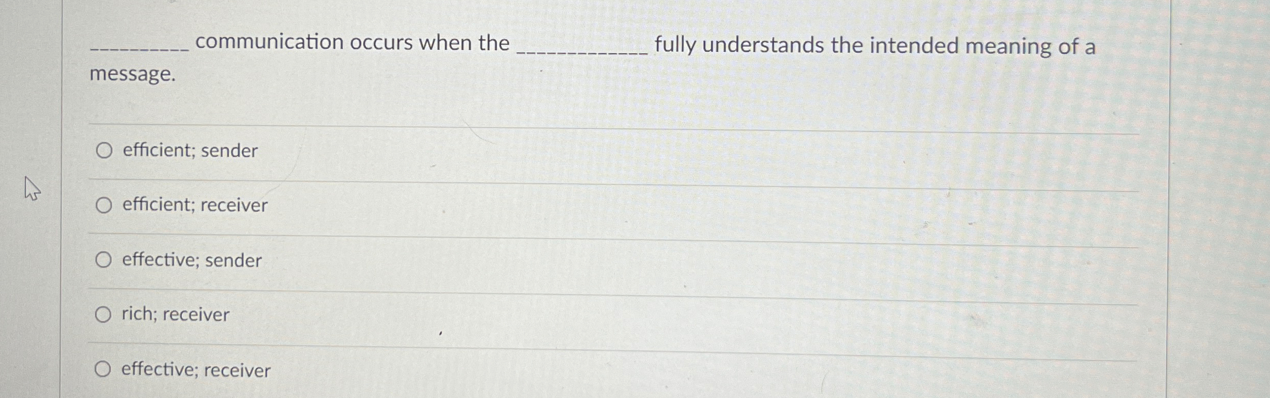 Solved communication occurs when the fully understands the | Chegg.com