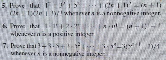 Solved 5. Prove that 12+32+52+⋯+(2n+1)2=(n+1) (2n+1)(2n+3)/3 | Chegg.com