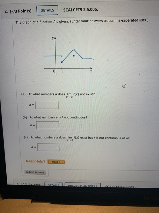 Solved 2. [-13 Points] DETAILS SCALCET9 2.5.005. The graph | Chegg.com