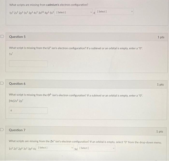 Solved What scripts are missing from cadmium's electron | Chegg.com