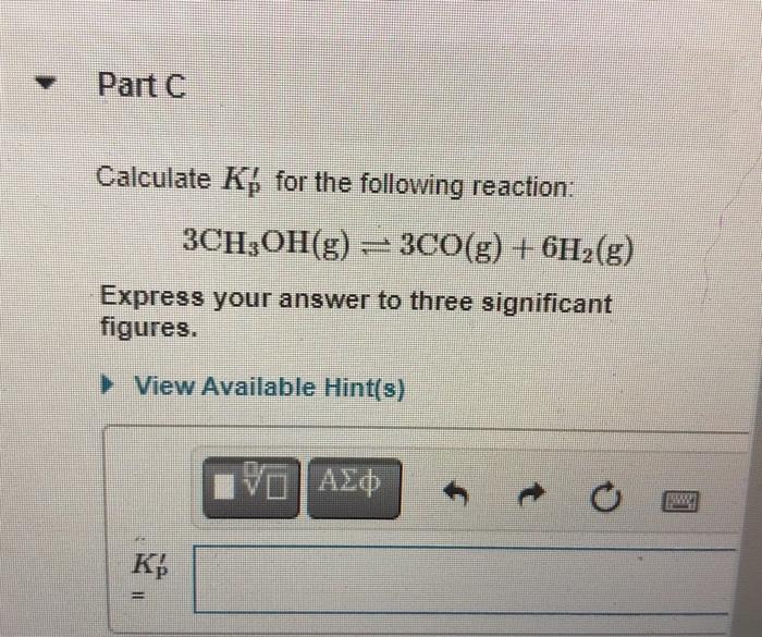 Solved part a: calculate Kp for the following reactionpart | Chegg.com