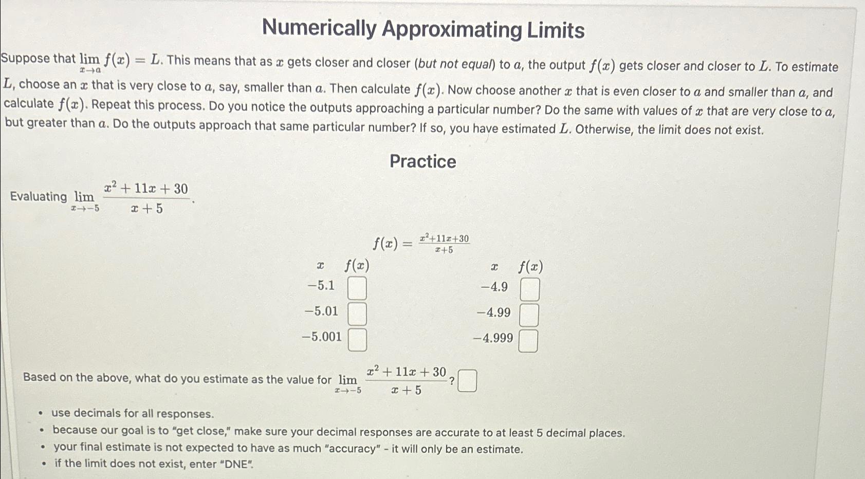 Solved Numerically Approximating LimitsSuppose that | Chegg.com