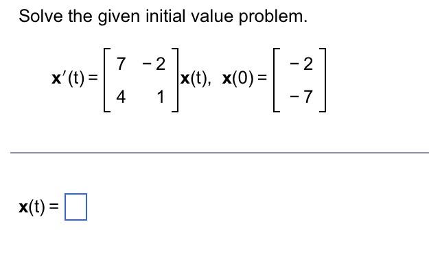Solved Solve the given initial value problem. | Chegg.com