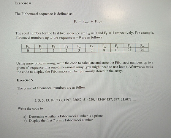 Solved Exercise 4The Fibbonacci sequence is defined | Chegg.com