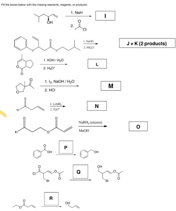 Solved Fill the boxes below with the missing reactants, | Chegg.com