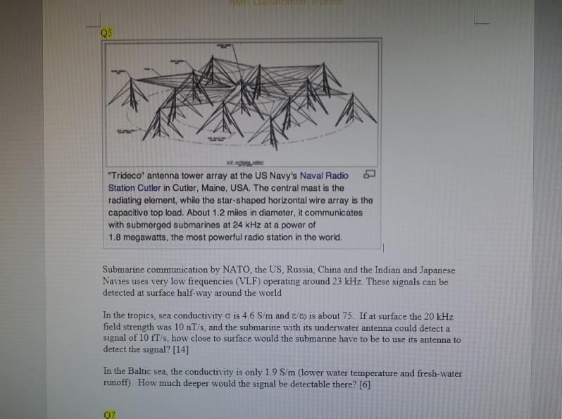 Solved "Trideco" antenna tower array at the US Navy's Naval | Chegg.com