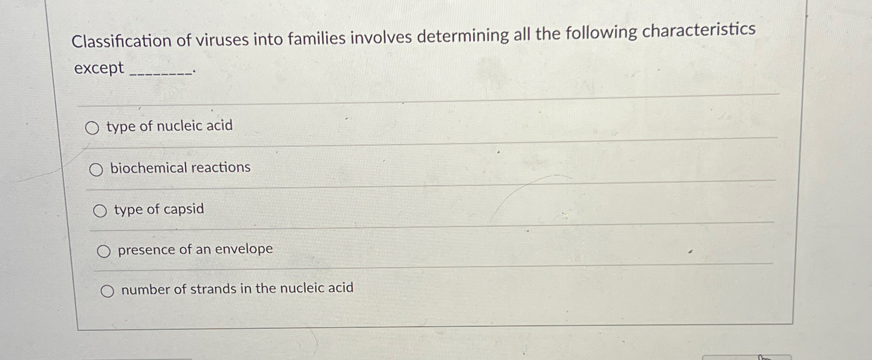 Solved Classification of viruses into families involves | Chegg.com