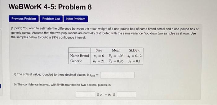 Solved Webwork 4 5 Problem 8 Previous Problem Problem List