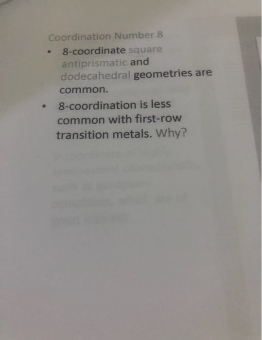 Solved Coordination Number 8 • 8-coordinate square | Chegg.com