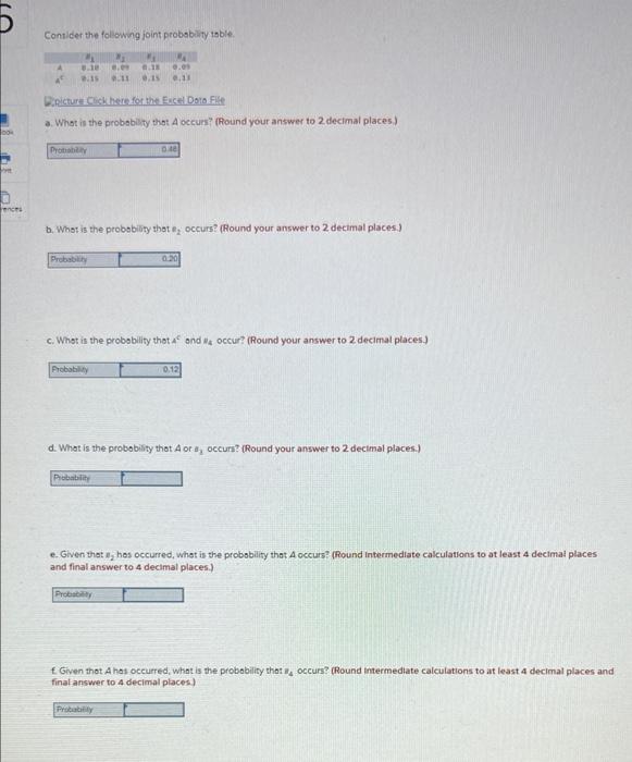 Solved 5 Consider the following joint probability table, . 1 | Chegg.com