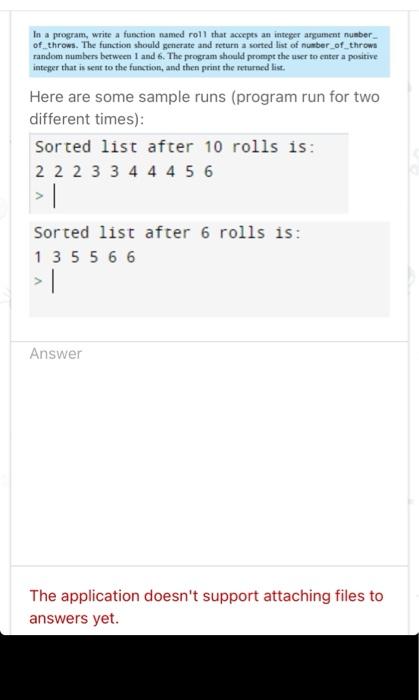 Solved In a program, write a function named roll that | Chegg.com