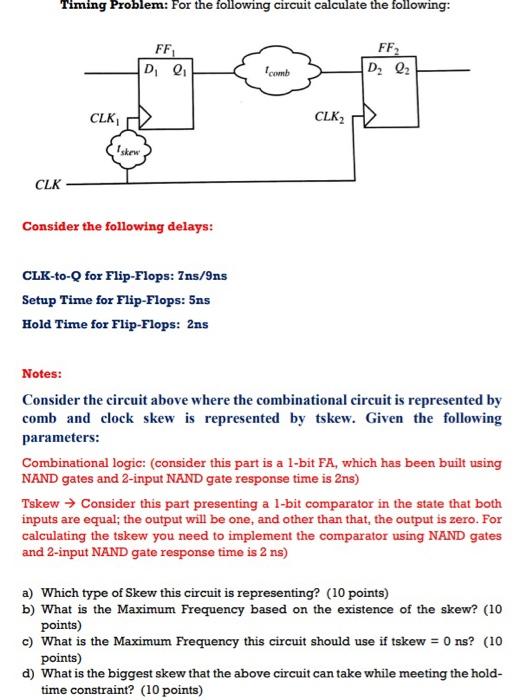 Solved Timing Problem: For the following circuit calculate | Chegg.com