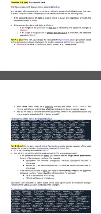 Exercise 2 (6 pts: Password Check The le associated | Chegg.com