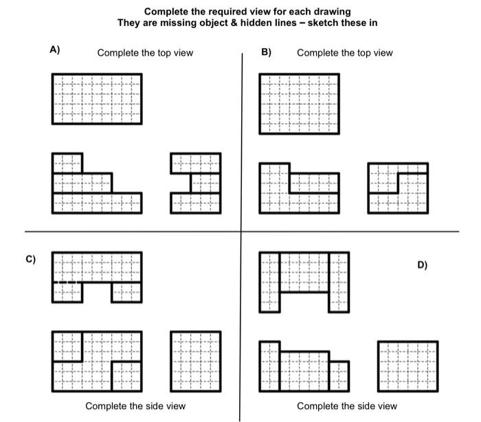 Solved Complete the required view for each drawing | Chegg.com