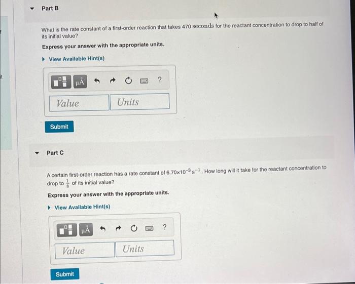 Solved Hall-tio equation for first-order reactions: The | Chegg.com