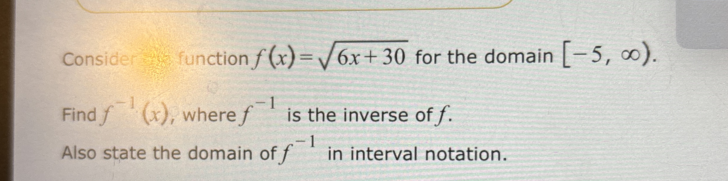 Solved Consider function f(x)=6x+302 ﻿for the domain | Chegg.com