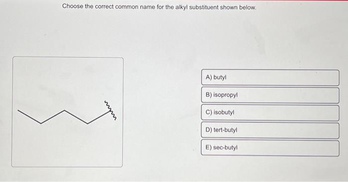 Solved Choose the correct common name for the alkyl | Chegg.com