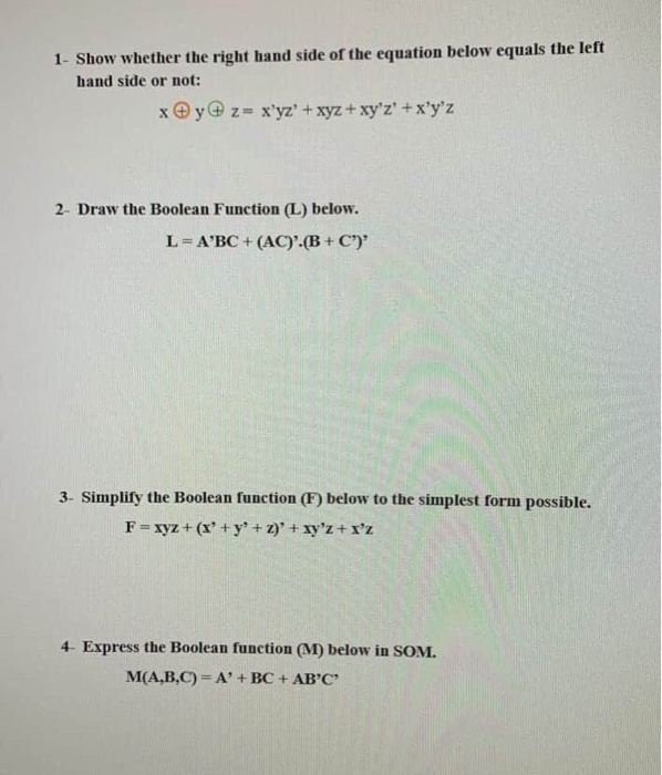 Solved 1- Show whether the right hand side of the equation | Chegg.com