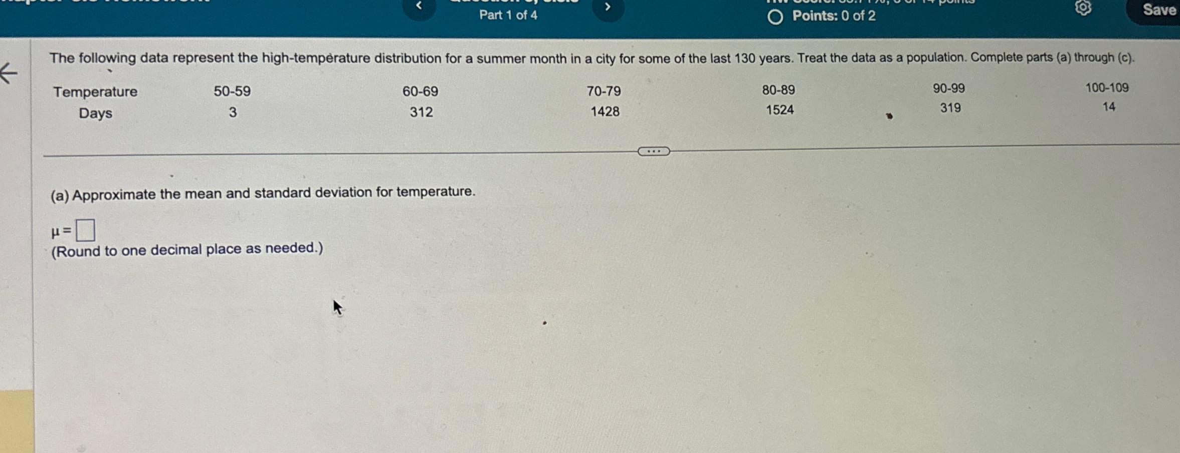 Solved Part 1 ﻿of 4Points: 0 ﻿of 2SaveThe following data | Chegg.com