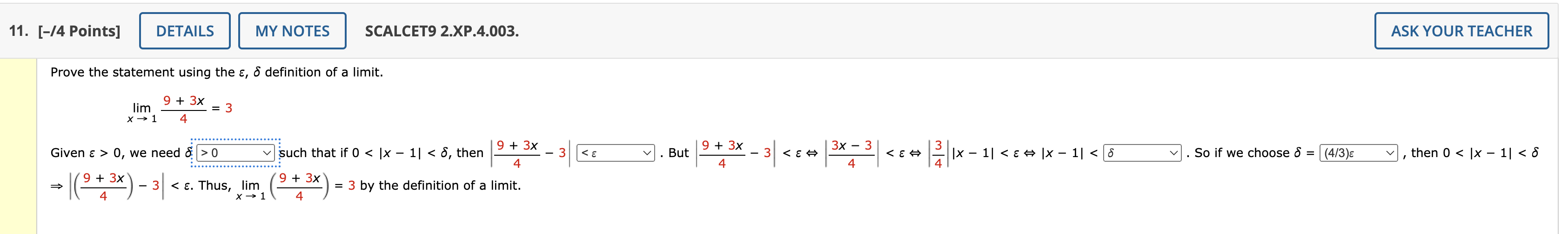 Solved [-/4 ﻿Points]SCALCET9 2.XP.4.003Prove the statement | Chegg.com