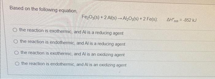 Solved Based on the following equation, Fe2O3( | Chegg.com